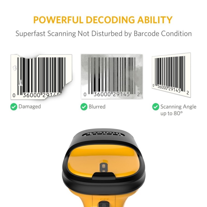 Douchette USB Laser Code Barre Scanner, Batterie 2600mAh, Scan ...